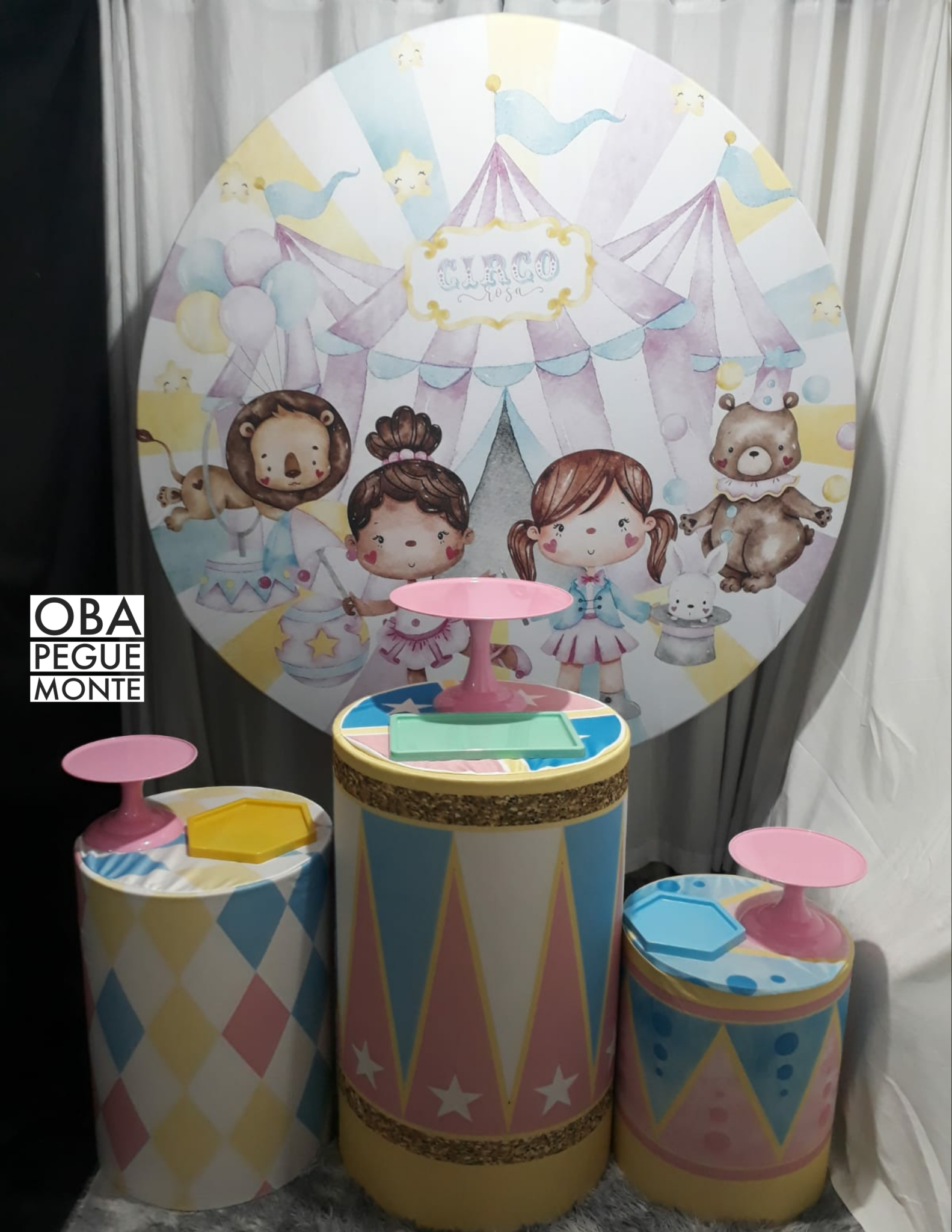 Pegue e Monte Decoração Circo Rosa - OBA Pegue e Monte